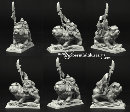 Scibor Monstrous Miniatures 28FM0324 Gnome Warrior on Dog