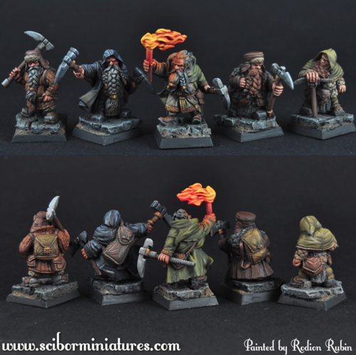 Scibor Monstrous Miniatures 28FM0103 Dwarves Miners set2 5