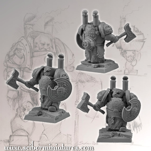 Scibor Monstrous Miniatures 28FM0110 Dwarf Steam Armor #5