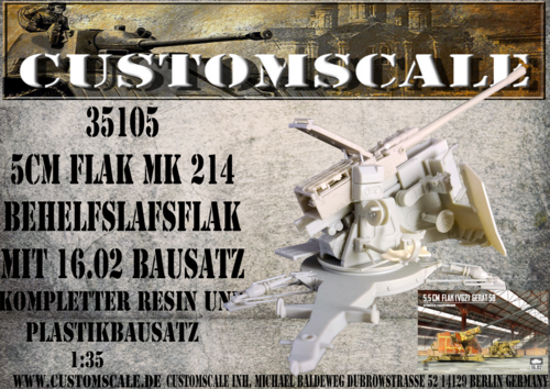 Custom scale 35105 5cm Flak MK 214 Behelfslafsflak