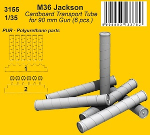 NEW! CMK K3155 M36 Jackson - Cardboard Transport Tube for 90 mm Gun (6 pcs)