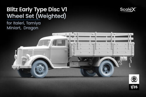 NEW! ScaleX WW35006W Opel Blitz - Early Type Disc V1 Weighted Wheel Set (3D-Printed / for Italeri, Tamiya, Miniart and Dragon Kits)