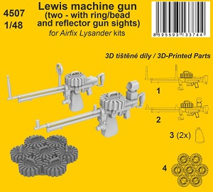 NEW! CMK K4507 Lewis Machine Gun for Airfix Westland Lysander (2 pcs / 3D-Printed)