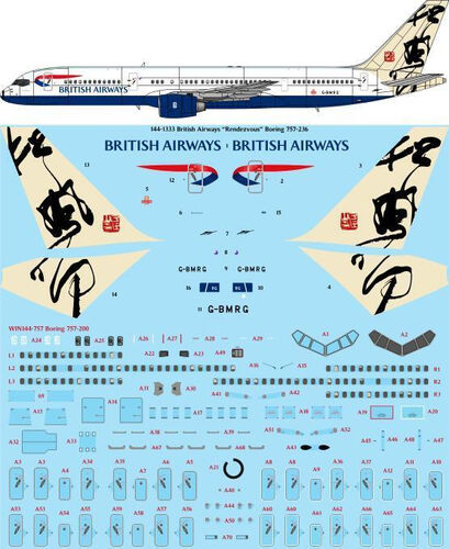 NEW! 26 Decals 441333 Boeing 757-236 - British Airways Rendezvous Laser Decal with Screen Print Details (for Zvezda Kits)