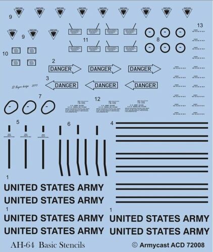 Armycast ACD72008 AH-64A/D - Stencils