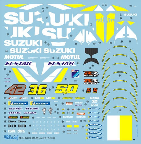 Blue Stuff 12-034 Suzuki GSX-RR Moto GP 2019 & 2020 Decals (for Tamiya 14139 Kit)