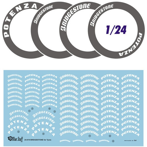 Blue Stuff 24-019 Bridgestone Tyre Markings Decals (for Tamiya Kits)