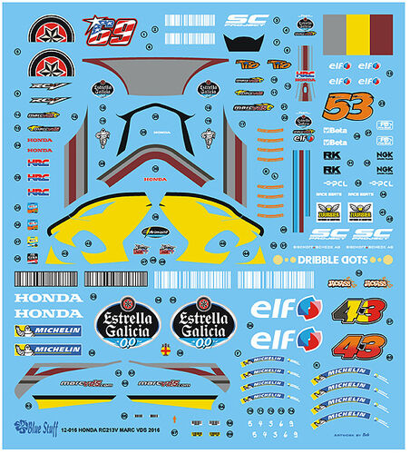 Blue Stuff 12-016 Honda RC213V - Team Marc VDS 2016 (for Tamiya 14130 Kit)