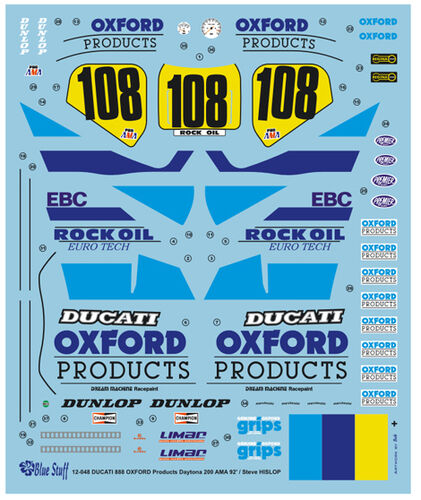 Blue Stuff 12-048 Ducati 888 SBK - Oxford Products Daytona 200 / S. Hislop 92' (for Tamiya 14063 Kit)