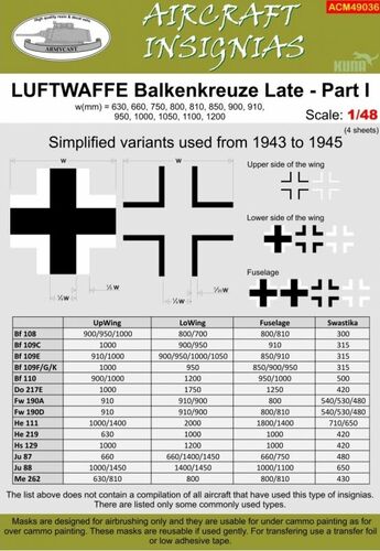 Armycast ACM49036 Luftwaffe Balkenkreuze Late - Part I