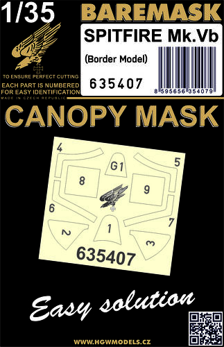 HGW Models 635407 Spitfire Mk.Vb - Masks (Canopy) (For Border)