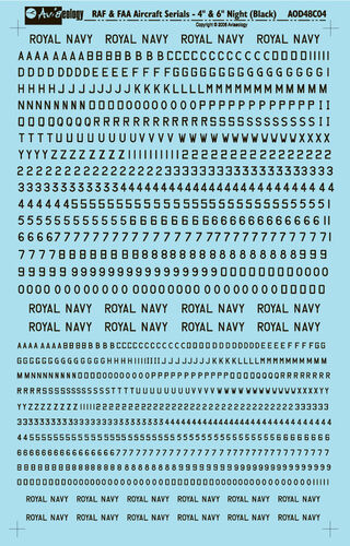 Aviaeology AOD48C04 RAF and FAA Aircraft Serials: 4" and 6" Black