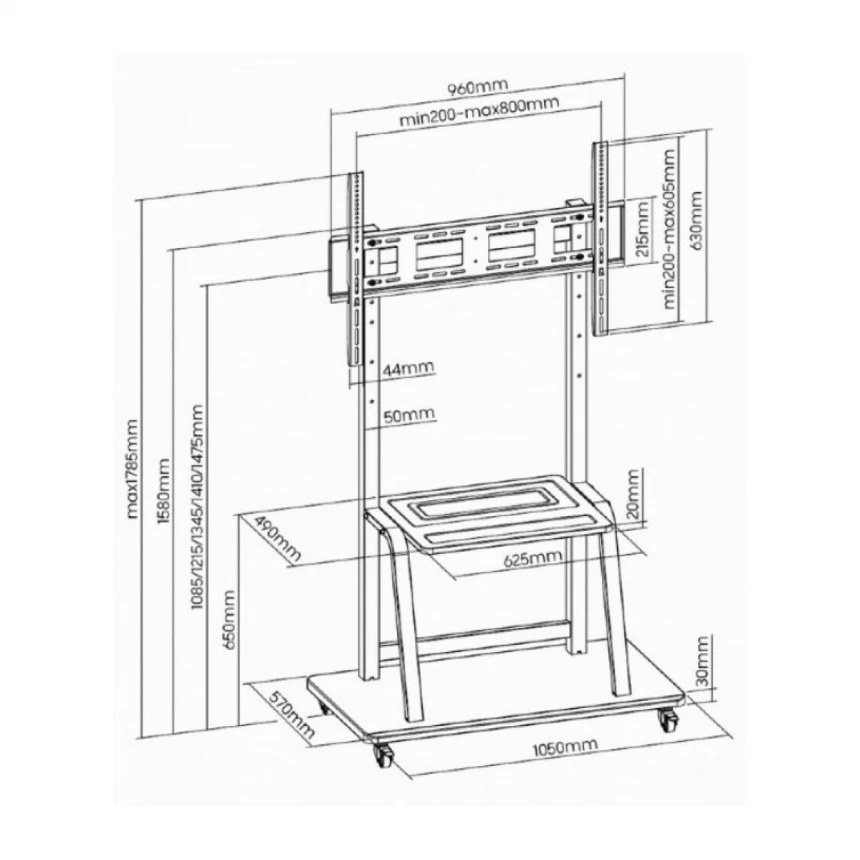 TVS-100F-01 Gembird drzac za televizor sa policom, 37-100inca