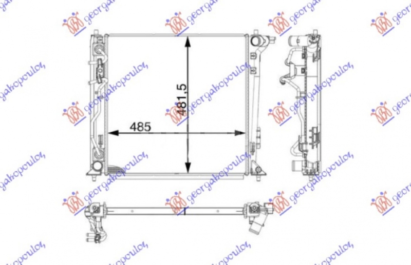 HLADNJAK MOTORA 2.0 CRDi DIZEL (AUTOMATSKI) (485x465x26) (CESKA) (VALEO)
