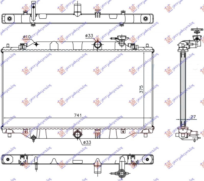HLADNJAK MOTORA 2.2 D DIZEL (MAN/AUTO) (375x735x26) (KOYO)