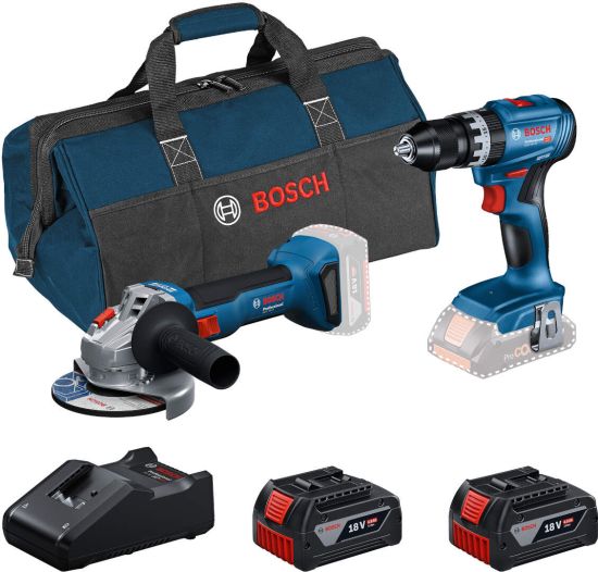 Akumulatorski set Bosch bušilica GSB 18V-45 + brusilica GWS 18V-8; 2 x 4,0Ah + punjač i torba (0615V0001Y)