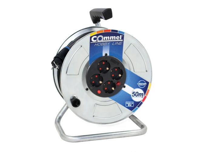 Commel c0909 produžni kabl sa motalicom na metal bubnju 4 utičnice 16A 230V 25m