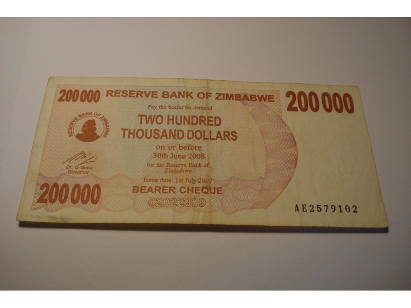 ZIMBABVE - 200 000 DOLLARS - 2008