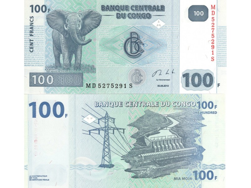 CONGO Kongo 100 Francs 2013-2022 UNC, P-98
