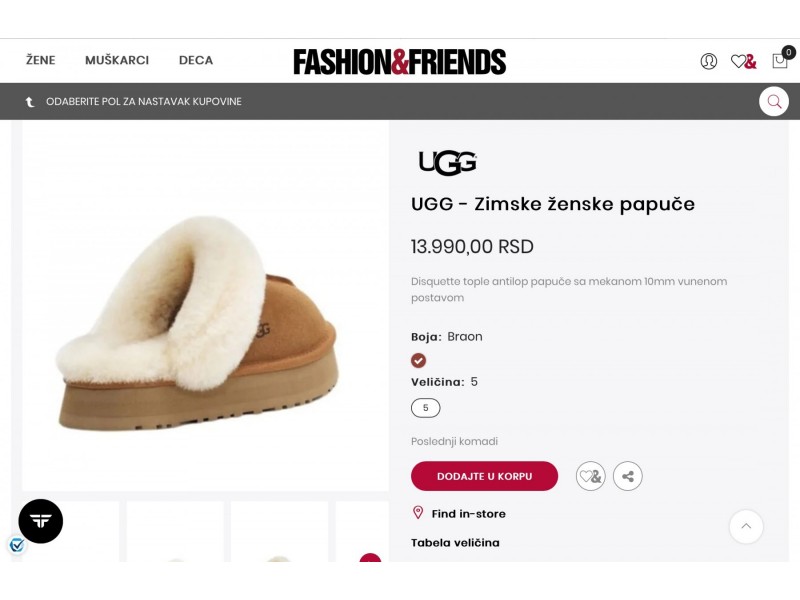 UGG zimske papuče, kupljene u F&F, br 39, MIŠ SIVA boja