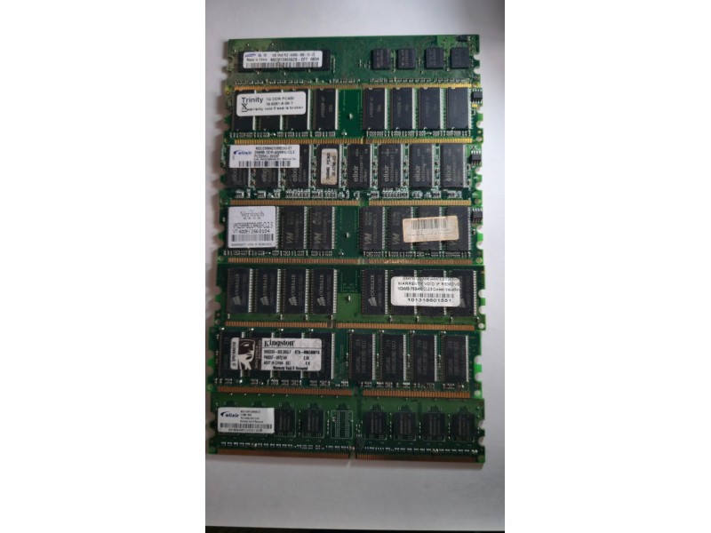 LOT 9x DDR & DDR2 RAM memorija – Samsung, Kingston...