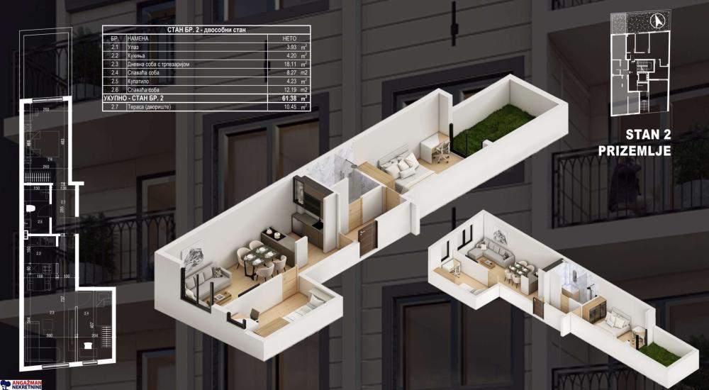 Veselina Masleše, Dvoiposoban stan na prodaju, 61,38m2, 183.500€