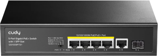 Cudy GS1005PTS1 5-Port 10/100/1000M Gigabit 4PoE+ 1RJ45
