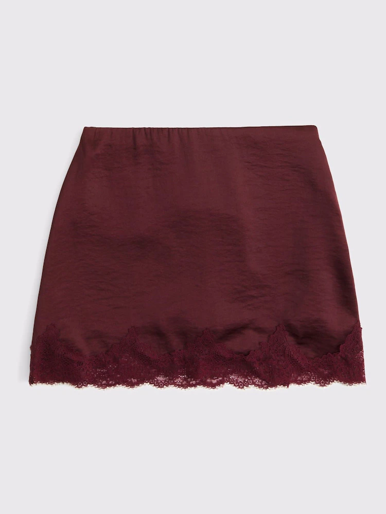 Abercrombie & Fitch mini suknja od satena i čipke