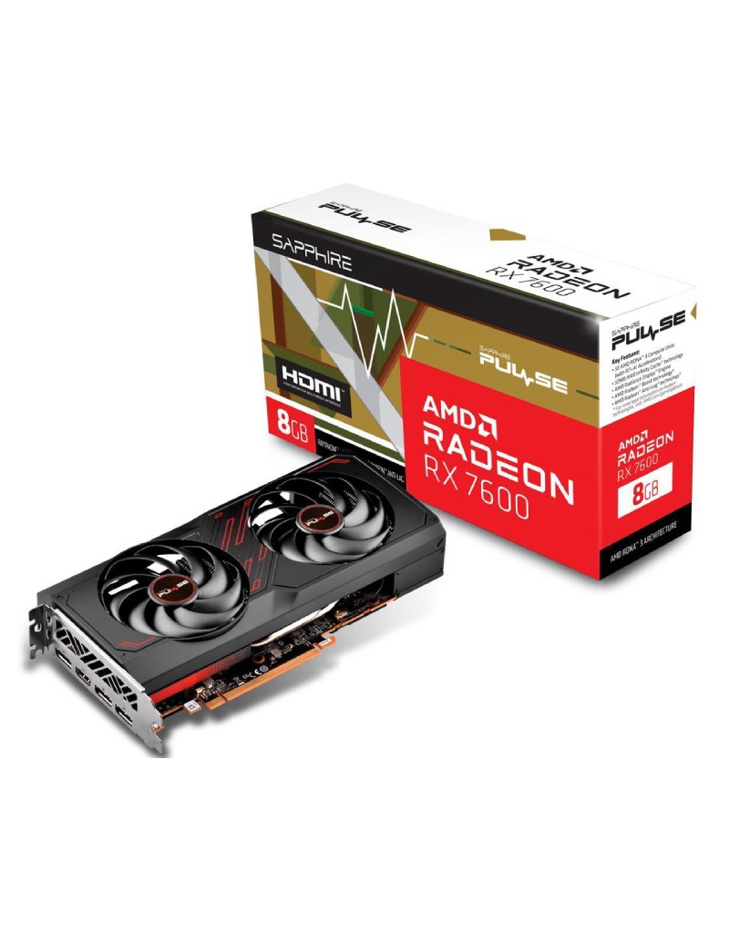 SAPPHIRE AMD Radeon RX 7600 8GB 128bit PULSE RX 7600 GAMING OC 8GB (11324-01-20G)