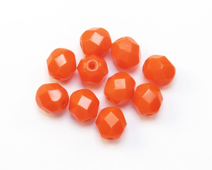 FP06_93130 Firepolish 6mm Opaque Bright Orange (10kom)
