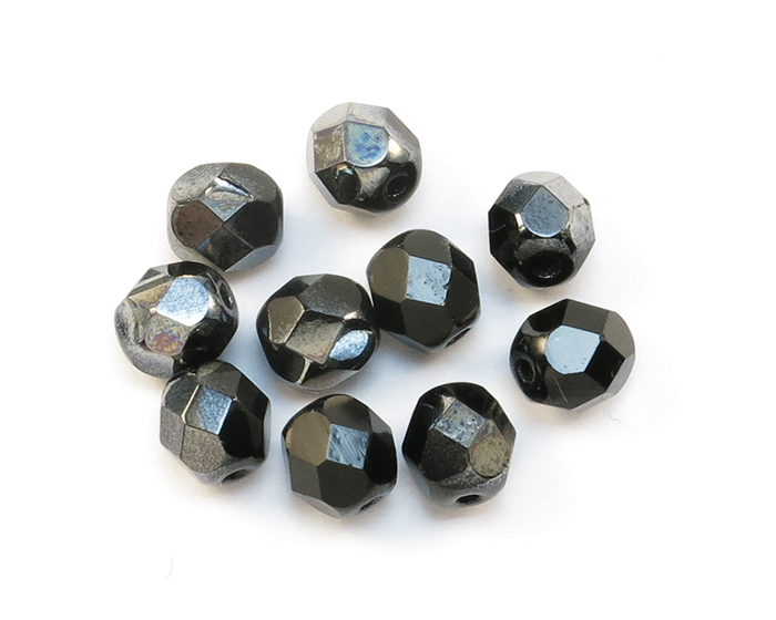 FP06_23980-LY Firepolish 6mm Jet 1/2 Hematite (10kom)