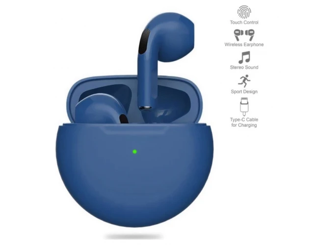 RED Airpods T-phox Pro Bluetooth bubice tamno plave