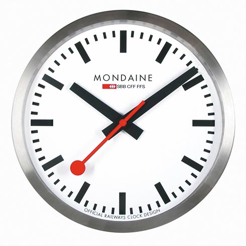 MON SBB CLOCK WHT DIAL, SILVER FRAME