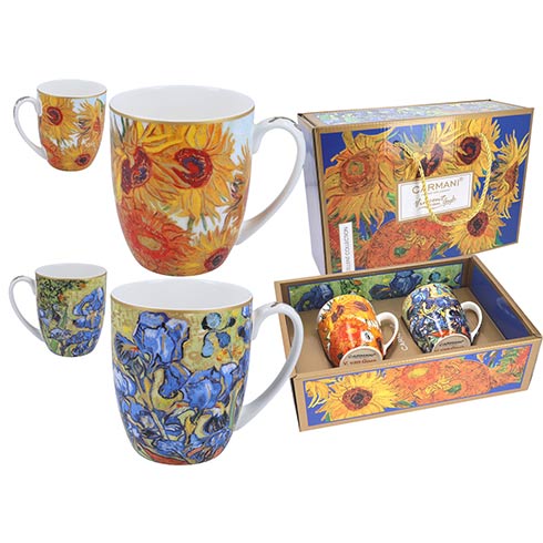 CARMANI SET DVE SOLJE ZA CAJ VINSENT VAN GOGH SUNFLOWERS AND IRISES 450ML