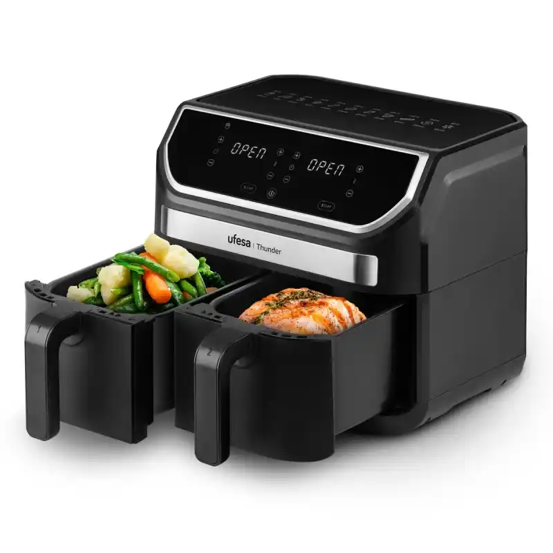 AirFryer Ufesa Thunder/dupla posuda/ 9l(4.5 L+4.5 L)/11 programa/crna