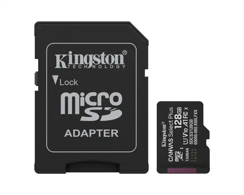 Micro SD Card 128GB Kingston + SD adapter SDCS3/128GB class 10
