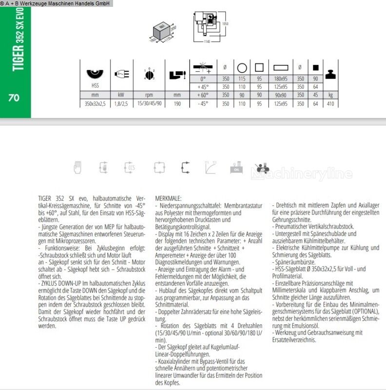 Novi MEP TIGER 352 SX EVO Halbautomat cirkular za metal