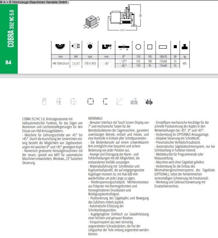 Novi MEP COBRA 352 NC 5.0 cirkular za metal