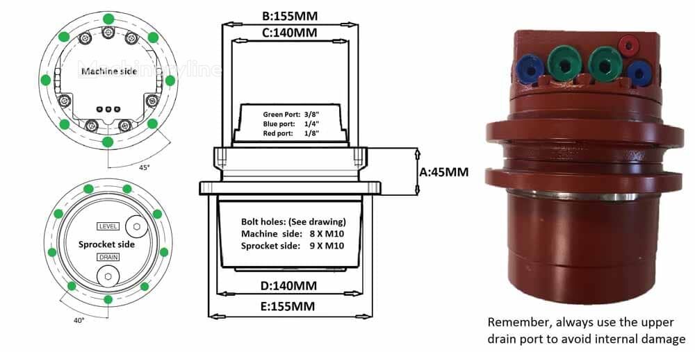 Transmisie Finală pentru krajnji pogon za Kubota KX41-3 građevinske mašine