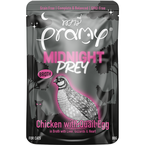 Pramy CAT MIDNIGHT PREY Piletina sa prepeličjim jajetom u supi 12 x 80 g