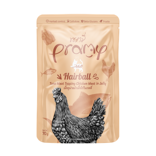 Pramy CAT HAIRBALL Tuna i Piletina u želeu 12 x 70 g