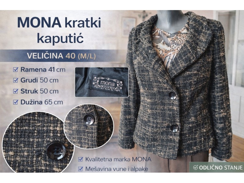 MONA kratak kaputić – br. 40 (M-L)