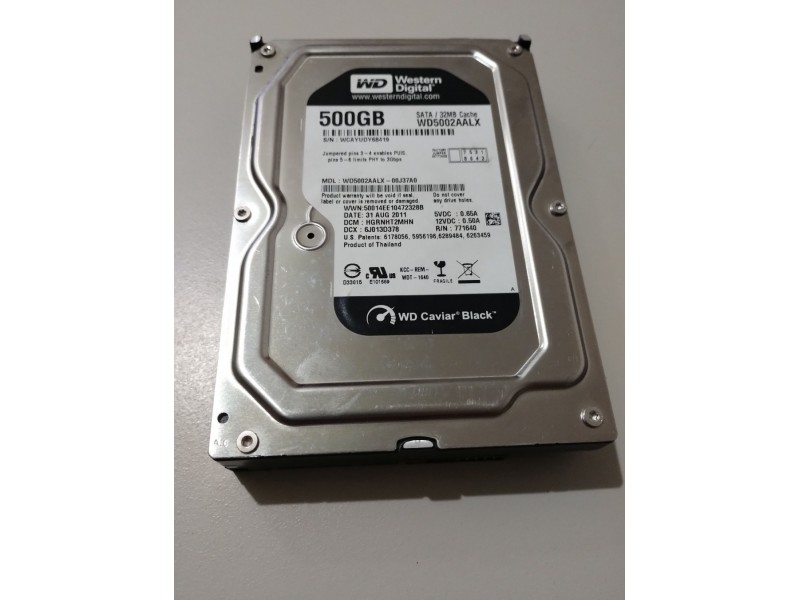 8. WD Black 500GB (WD5002AALX) SATA III • 32MB • 3.5