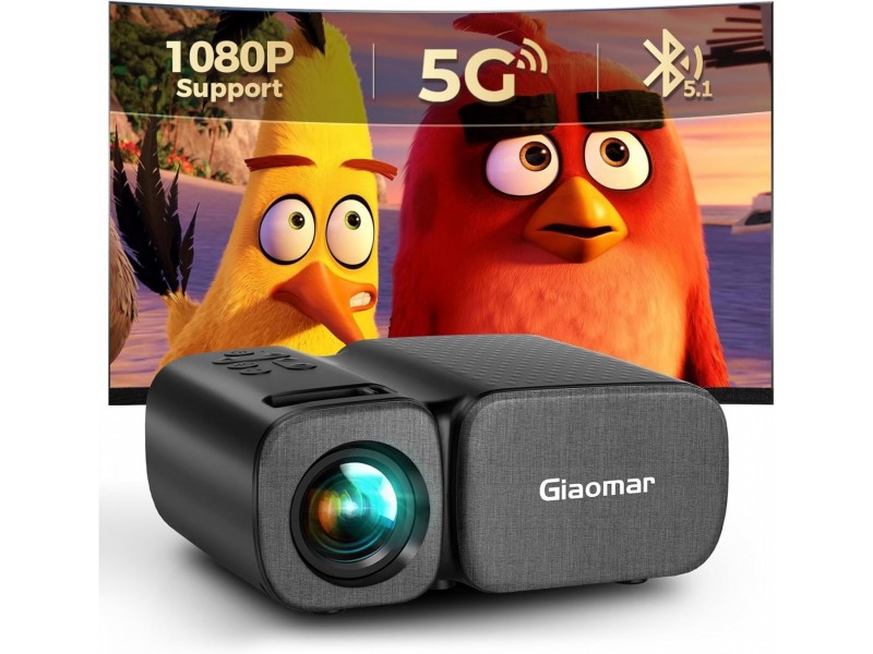 GIAOMAR- PROJEKTOR,SCREEN MIRROR,FULL HD,BLUTUT,WiFi,5G
