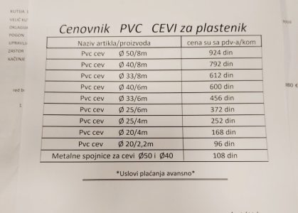 PVC cevi za plastenik
