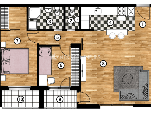 Novogradnja, trosoban stan 70,69m2, Nova Pazova