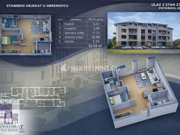 Jednoiposoban stan 52.53 m², PK, Obrenovac - 69.339€