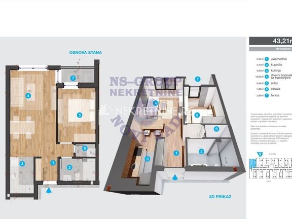 Dvosoban 43m3 Bulevar patrijarha Pavla