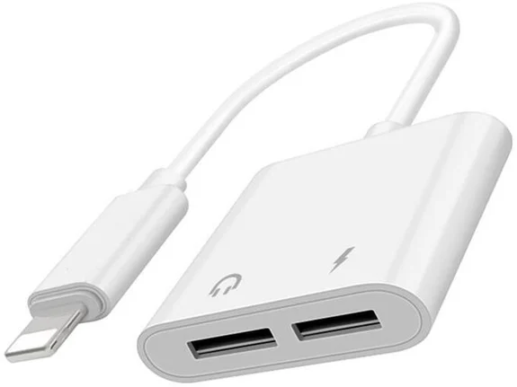 Adapter za punjenje i Audio na iPhone Lightning beli
