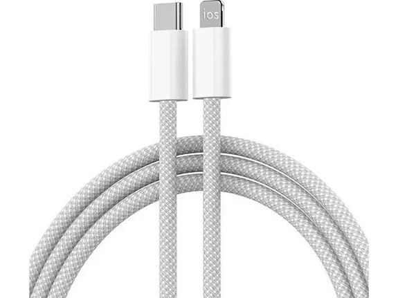 Kabel Braided PD Type-C na Lightning 20W beli